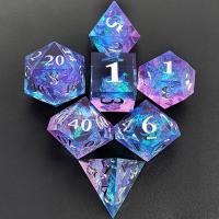 China Purple Resin Dice 7PCS DND Dragon And Dungeon Polyhedron Sharp Edge for sale