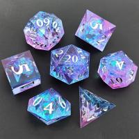 China Purple Resin Dice 7PCS DND Dragon And Dungeon Polyhedron Sharp Edge for sale