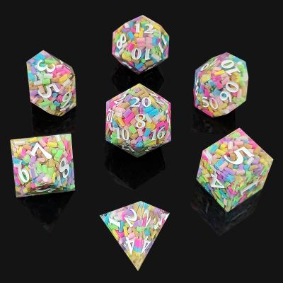 China Rainbow Grain Resin Dice DND Board Game COC Running Group TRPG Polyhedron D20 for sale
