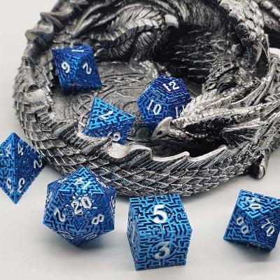 China Hollow Maze Metal Dice Set DND Krusu'S Call RPG Multi Faceted for sale