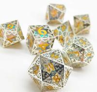 China Silver Metal Frame Resin Dice Set DND#RPG#COC Dungeon And Dragon for sale