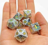 China Silver Metal Frame Resin Dice Set DND#RPG#COC Dungeon And Dragon for sale