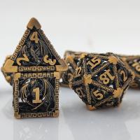 China Hollow Multi Face Metal Dice Set D20 Sharp Cut Flying Dragon Budemen'S God for sale