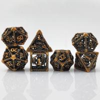China Hollow Multi Face Metal Dice Set D20 Sharp Cut Flying Dragon Budemen'S God for sale