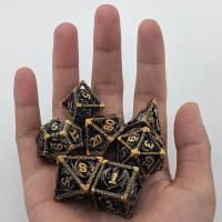 China Hollow Multi Face Metal Dice Set D20 Sharp Cut Flying Dragon Budemen'S God for sale