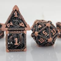 China Hollow Multi Face Metal Dice Set D20 Sharp Cut Flying Dragon Budemen'S God for sale