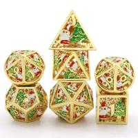 China Christmas Hollow Multi Noodle Metal Dice Digital DND Dragon And Dungeon TRPG Multi -Faceted for sale
