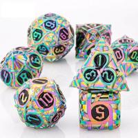 China Thorns Striped Metal Dice Set Fantasy DND Multi Faceted Board Game for sale