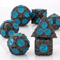 China Thorns Striped Metal Dice Set Fantasy DND Multi Faceted Board Game for sale