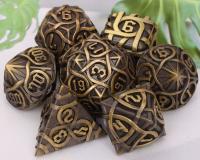 China Thorns Striped Metal Dice Set Fantasy DND Multi Faceted Board Game for sale