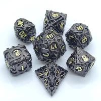 China Thorns Striped Metal Dice Set Fantasy DND Multi Faceted Board Game for sale
