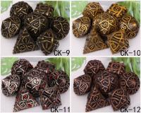 China Thorns Striped Metal Dice Set Fantasy DND Multi Faceted Board Game for sale