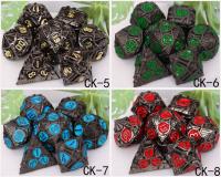 China Thorns Striped Metal Dice Set Fantasy DND Multi Faceted Board Game for sale