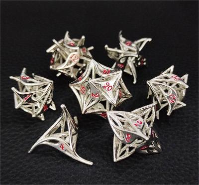 China Geely Flower Hollow Metal Dice Set RPG Dragon And Dungeon DND for sale