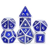 China Dragon Scale Solid Metal Dice Set Multi Color DND RPG Bright Colors for sale