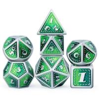 China Dragon Scale Solid Metal Dice Set Multi Color DND RPG Bright Colors for sale