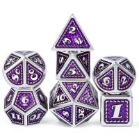 China Dragon Scale Solid Metal Dice Set Multi Color DND RPG Bright Colors for sale
