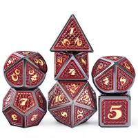 China Dragon Scale Solid Metal Dice Set Multi Color DND RPG Bright Colors for sale