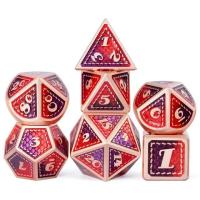 China Dragon Scale Solid Metal Dice Set Multi Color DND RPG Bright Colors for sale