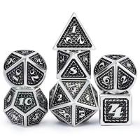 China Dragon Scale Solid Metal Dice Set Multi Color DND RPG Bright Colors for sale