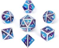 China Dragon Scale Solid Metal Dice Set Multi Color DND RPG Bright Colors for sale