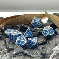 China Dragon Scale Solid Metal Dice Set Multi Color DND RPG Bright Colors for sale