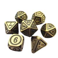 China Antique Bronze Metal Dice Set Fifth Person Gaming Color Stray Earth Alloy Dice for sale