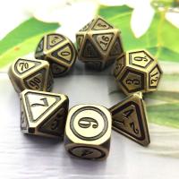 China Antique Bronze Metal Dice Set Fifth Person Gaming Color Stray Earth Alloy Dice for sale