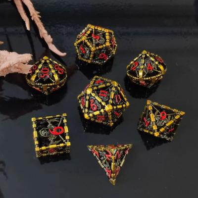 China Antique Hollow Metal Dice Suite Dragon And Underground City Board Game DND RPG for sale