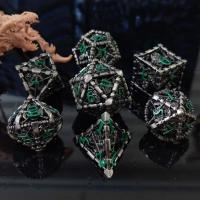 China Antique Hollow Metal Dice Suite Dragon And Underground City Board Game DND RPG for sale