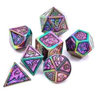 China Shining Golden Powder Solid Metal Dice Set Board Game Dragon And Dungeon DND RPG for sale
