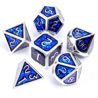 China Shining Golden Powder Solid Metal Dice Set Board Game Dragon And Dungeon DND RPG for sale