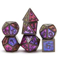 China Shining Golden Powder Solid Metal Dice Set Board Game Dragon And Dungeon DND RPG for sale