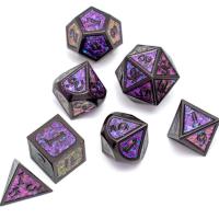 China Shining Golden Powder Solid Metal Dice Set Board Game Dragon And Dungeon DND RPG for sale
