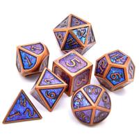 China Shining Golden Powder Solid Metal Dice Set Board Game Dragon And Dungeon DND RPG for sale