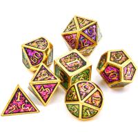 China Shining Golden Powder Solid Metal Dice Set Board Game Dragon And Dungeon DND RPG for sale
