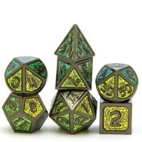 China Shining Golden Powder Solid Metal Dice Set Board Game Dragon And Dungeon DND RPG for sale