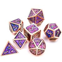 China Shining Golden Powder Solid Metal Dice Set Board Game Dragon And Dungeon DND RPG for sale
