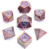 China Shining Golden Powder Solid Metal Dice Set Board Game Dragon And Dungeon DND RPG for sale
