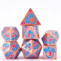 China multi faceted solid metal dice set DND RPG Colorful Flying Dragon Crucho Board Game for sale