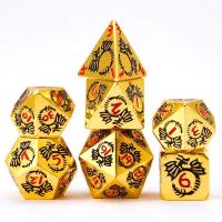China multi faceted solid metal dice set DND RPG Colorful Flying Dragon Crucho Board Game for sale
