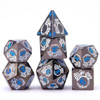 China multi faceted solid metal dice set DND RPG Colorful Flying Dragon Crucho Board Game for sale