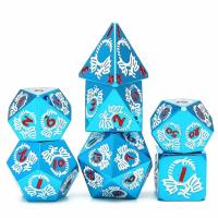China multi faceted solid metal dice set DND RPG Colorful Flying Dragon Crucho Board Game for sale
