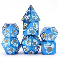 China multi faceted solid metal dice set DND RPG Colorful Flying Dragon Crucho Board Game for sale