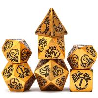 China multi faceted solid metal dice set DND RPG Colorful Flying Dragon Crucho Board Game for sale