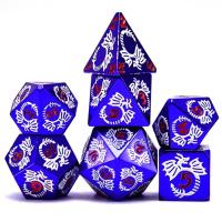 China multi faceted solid metal dice set DND RPG Colorful Flying Dragon Crucho Board Game for sale