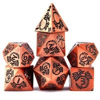 China multi faceted solid metal dice set DND RPG Colorful Flying Dragon Crucho Board Game for sale
