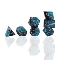 China Blue Black Resin Material Dice Set Dragon And Dungeon Polyhedral for sale