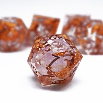 China Yellow Flurry Line RPG Resin Dice Set Krusu DND For Gifts And Collections for sale