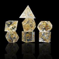China Handcraft Gold Foil Resin RPG Dice Set Dragon And Duct#Dnd#Rpg#Coc for sale